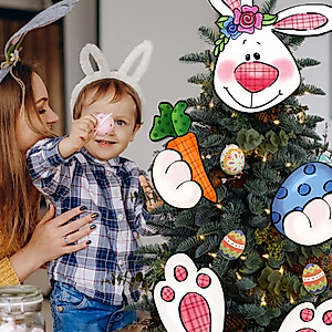 Auirre Easter Bunny Christmas Tree Topper, Rabbit Egg Carrot Decorative Tree Ornaments Decor, Holiday Indoor Home Decorations Party Supplies