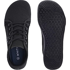 WHITIN Men's Extra Wide Width Fashion Barefoot Sneakers Zero Drop Sole W81 Size 11W Minimus Weightlifting Minimalist Tennis Shoes Walking All Black 44