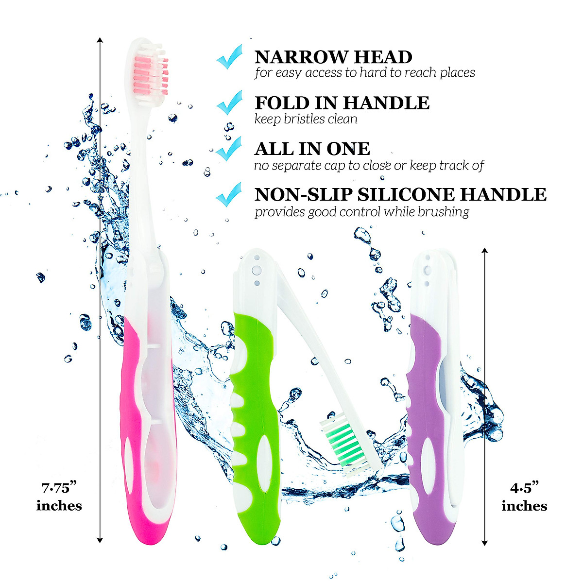 Bulk Travel Toothbrushes, Individually Wrapped Portable Toothbrush, Manual Disposable Travel Toothbrush Set for Adults, Medium Soft Large Head, Multi Color Travel Toothbrush Kit (50 Pack-Medium)