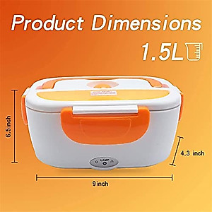 RXF Electric Lunch Box,2 in 1 Portable Food Heater Food Grade Container 12V 110V 40W Adapter Homework for Car Truck,Spoon and 2 Compartments,Orange
