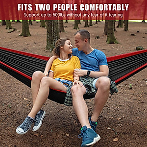Kinfayv Hammock with Net and Rain Fly - Portable Double Hammock with Bug Net and Tent Tarp Heavy Duty Tree Strap for Travel Camping Backpacking Hiking Outdoor Activities,Red