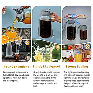 Glass Mason Jar Pitcher, 64 oz Wide Mouth Jug with Pour Spout Handle Lid for Cold Brew Coffee, Ice Beverage, Iced Juice, Lemonade, Sun Tea, Fruit Drinks Container