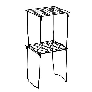 LockerMate Stac-A-Shelf Locker Organizer Shelf, Stackable, Extra Tall, Fits Standard Size School Lockers, Black