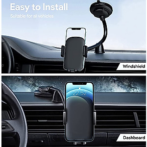 Miracase 4-in-1 Cell Phone Holder for Car, Universal Car Phone Holder Mount for Dashboard Air Vent Windshield Compatible with iPhone 13 Series/iPhone 12 Series/11/XR/Samsung and All Phones