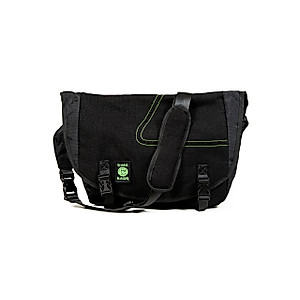 DIME BAGS Voyage Messenger Over the Shoulder Hemp Bag with Padded Pouch for Laptop Computer (Black)