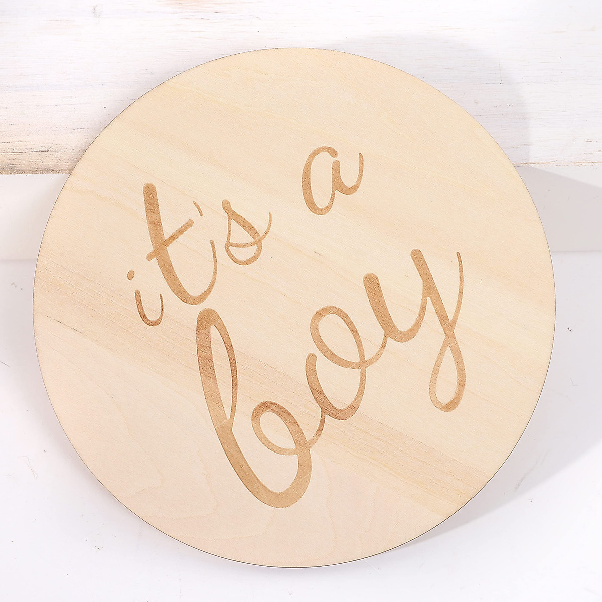 It'S A Boy/Girl Sign,Gender Reveal,Welcome Home Baby Shower Yard Sign (It'S A Girl (Single)),Newborn Photo Prop,The Perfect Round Wooden Welcome Baby Sign (it' a boy)