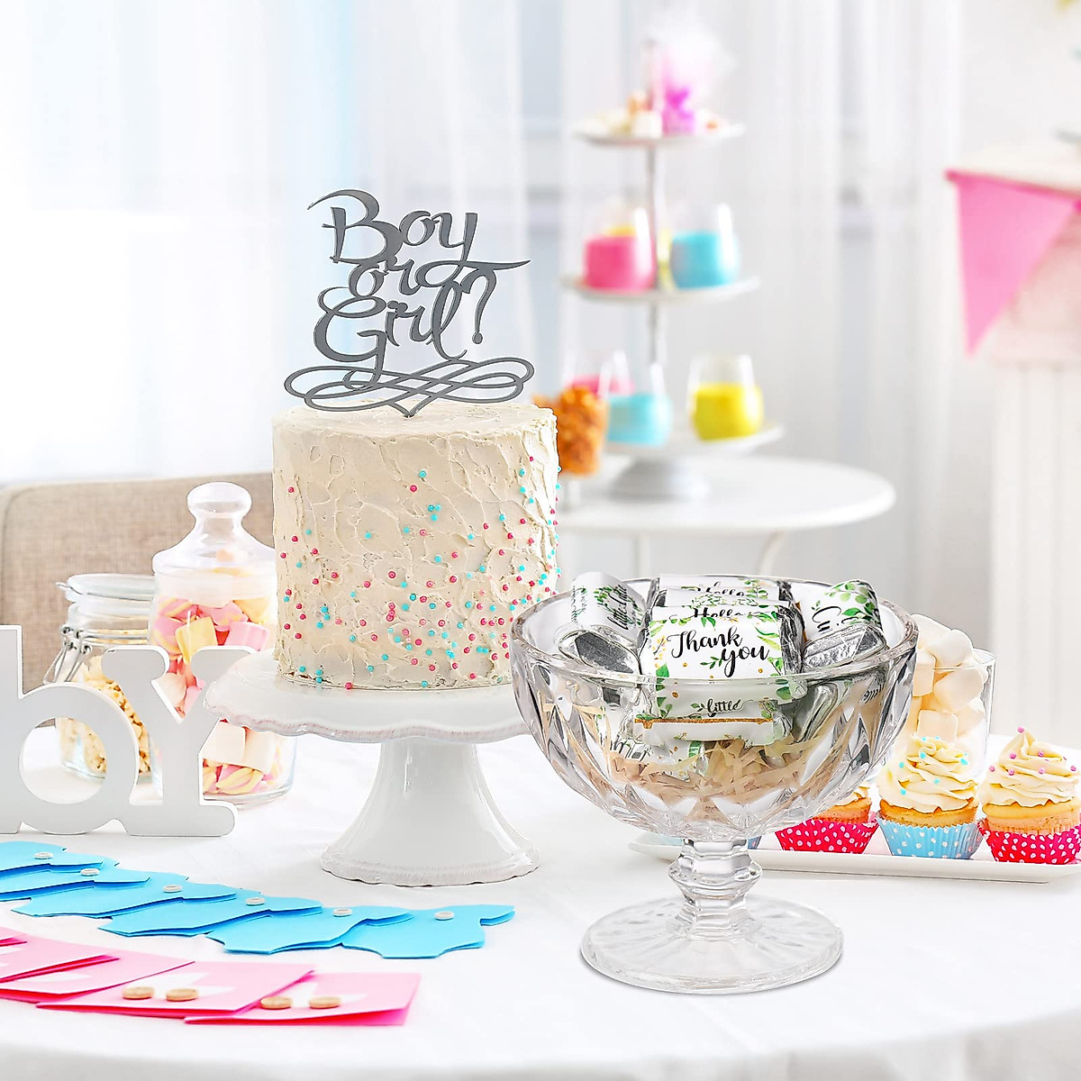 Clabby Baby Shower Candy Wrappers, Shower Mini Candy Bar Miniatures Wrappers Chocolate Bar Label Stickers for Boys Girls Kids Baby Shower Decor (No Candy)(Greenery Style, 90 Pieces)