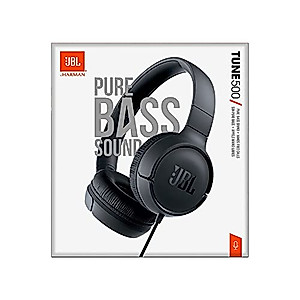 JBL TUNE 500 Wired On-Ear Headphones with One-Button Remote/Mic - Black (Renewed)
