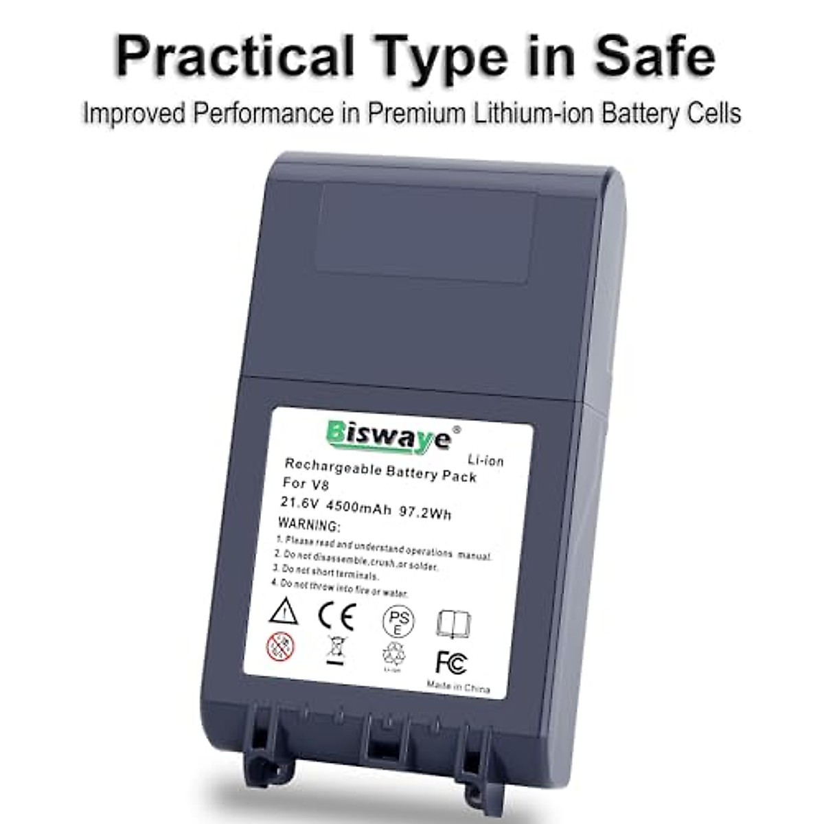 Biswaye V8 Replacement Battery Compatible with Dyson V8 SV10 Battery 215681 V8 Animal Plus V8 Absolute V8 Motorhead V8 Flufly V8 Carbon Fiber Cord V8 Animal Cordless Vacuum Battery