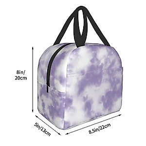 Purple Clouds Tie Dye Lunch Box Bento Travel Bag Picnic Tote Bags Insulated Durable Container Shopping Bag Reusable Waterproof Bags For Adult Women Men