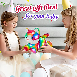 Glow Guards 13'' Light Up Rainbow Cat Plush Toy with LED Night Light & Lullaby for Kids, Soft Stuffed Animal Christmas & Birthday Gift