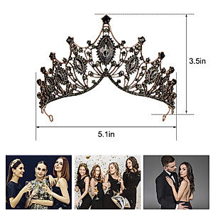 NODG Wedding Crown for women Baroque Queen Crowns Black Rhinestone Tiaras Handmade Crowns Crystal Tiara for Women Wedding Halloween Faire Costume Birthday Music Festival Headband Hair Accessories