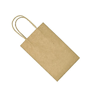 bagmad Sturdy 5.25x3.25x8 inch 100 Pack Small Paper Bags with Handles Bulk, Brown Kraft Bags, Gift Party Favors Grocery Retail Strong Shopping Craft Cub Sacks (Thicken, 100Pcs) (100)