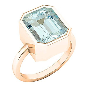 Dazzlingrock Collection 10K 11X9 MM Emerald Aquamarine Ladies Bezel Set Solitaire Engagement Ring, Rose Gold, Size 5