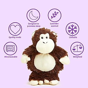 Warmies Junior Microwavable & Weighted Stuffed Animals, Monkey - Heated Stuffed Animal Plushie for Warmth & Comfort - Cute Soft Plush Toys for Adults & Children (Boys, Girls, Babies & Toddlers)