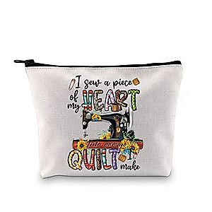 Sewing Makeup Bag Sewing Machine Theme Gift I Sew A Piece of My Heart Into Every Quilt I Make Sewing Addicts Gift for Costume Designer (Quilt I Make Bag)