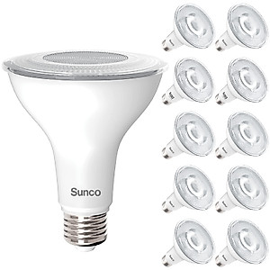 Sunco 10 PAR30 LED Bulbs, Flood Light Residential Outdoor Indoor CRI90 75W Equivalent 11W, Dimmable, 2700K Soft White, 850 Lumens, E26 Base, Exterior Wet-Rated Bright, IP65 Waterproof UL