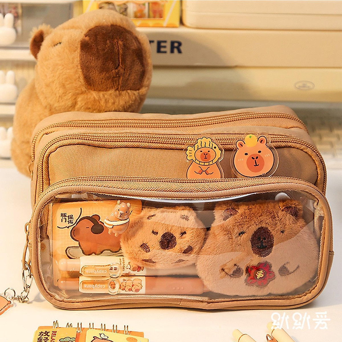 Capybara Pencil Box Student Cartoon Pen Pouch Capybara Cute Pencil Case, Big Capacity Pencil Box With 10 Compartments - Multi-layer Large Capacity Wide Opening Mouth Cute Pencil Case