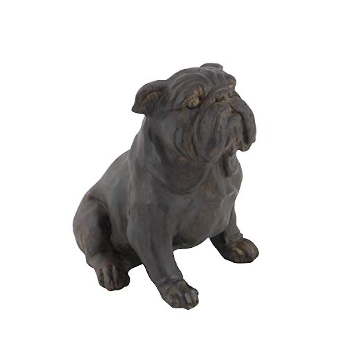 Deco 79 Polystone Bulldog Decorative Sculpture Distressed Sitting Home Decor Statue, Accent Figurine 10" x 7" x 11", Brown