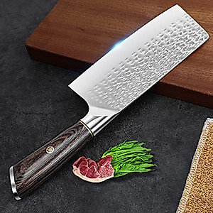 Meat Cleaver - Hand Forged Heavy Duty Meat Chopper - High Carbon Stainless Steel Butcher Knife - Kitchen Chopping Knife for Home Kitchen and Restaurant (Black)