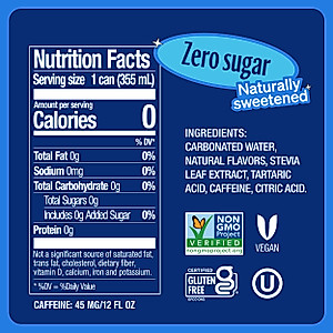 Zevia Zero Sugar Soda, Cola, 12 oz Cans (24-Pack) – Naturally Sweetened, Zero Calorie Sugar Free Soda - Non-GMO Project Verified, Gluten-Free, Vegan