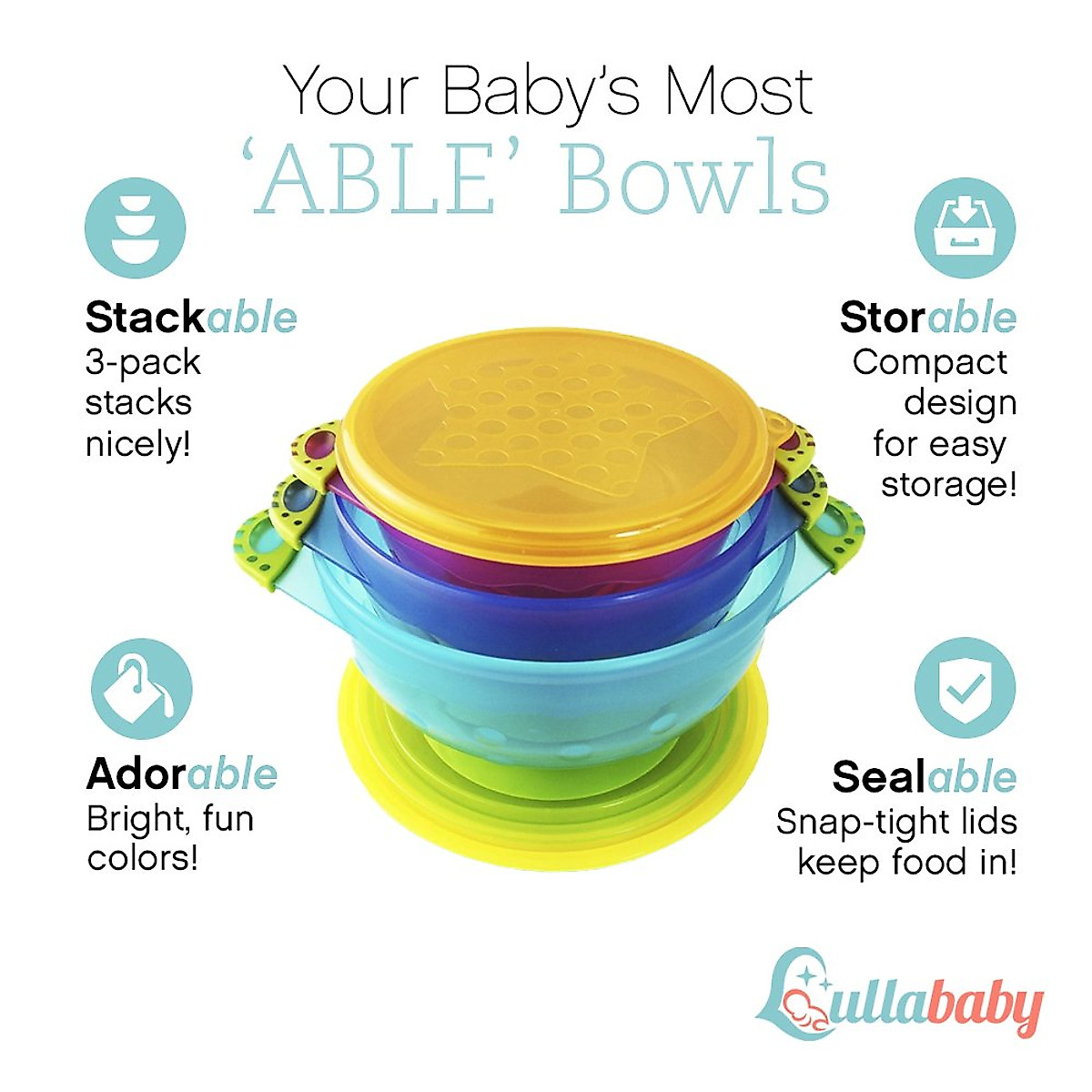 Baby Bowls Feeding Set with Baby Fork and Baby Spoons BPA Free | Toddler Bowls with Baby Food Masher | Suction Baby Bowl for Toddlers with Toddler Utensils |Baby Bowls with Suction | Baby Shower