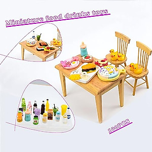 MUYIZI Miniature Food with Storage Box, Doll House Accessories Small Resin Food, Dollhouse Food Set for Pretend Play Kitchen, 100Pcs