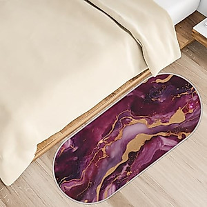 Tavisto The Purple Marble Fluffy Oval Shaggy Rugs for Bedroom Aesthetic Plush Floor Mat - Soft and Absorbent - Ideal for Living Room,Home Decor, and Playrooms