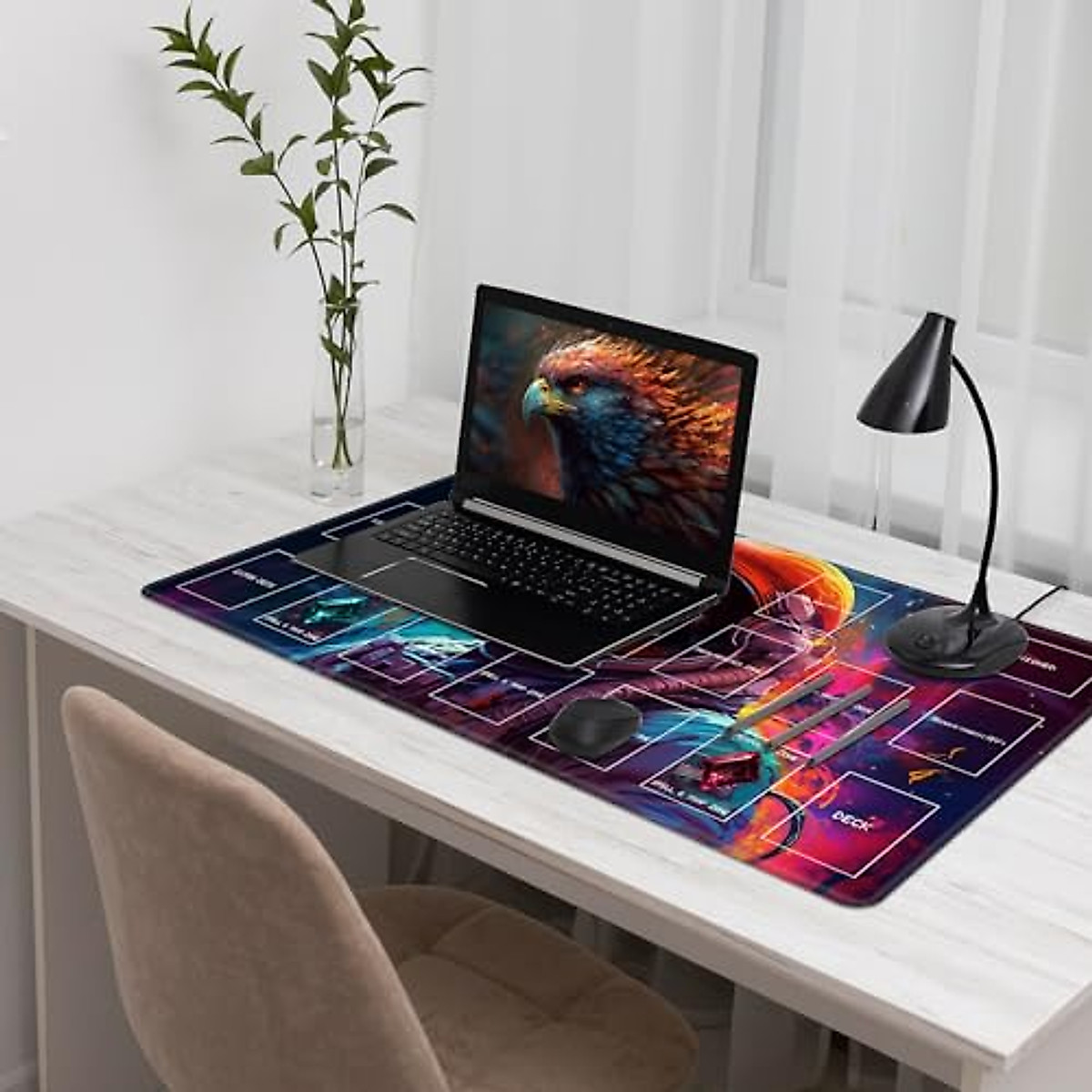 Playmat for OCG, Game Play Mat for TCG CCG 24 x 14 inch with Non-Slip Rubber Base and Stitched for Board Games and Table Magic, Astronaut in Space