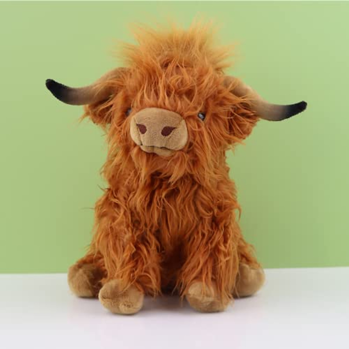 BULINGNA Cute Simulation Shaggy Cow Plush Toys 10inch Cartoon Highland Yak Stuffed Animal Toy Soft Bull Doll for Kids Boys Girls (Brown , 10INCHES)