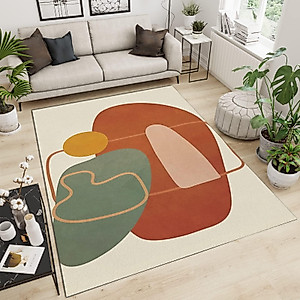 Simple Stylish Rug, Abstract Color Geometry Artistic Carpet Outdoor Indoor Washable Rug, Art Floor Mat Indoor Rugs Soft Mats for Bedroom Living Room Nursery Kids Room 6x8ft