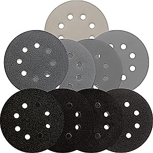 S&F STEAD & FAST 5 inch Wet Dry Sanding Discs Hook & Loop 54 pcs, 80 120 180 220 400 600 1000 2000 3000 Grit Silicon Carbide Orbital Sander Sandpaper Assortment with Tack Cloth, Automotive Wood Metal