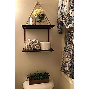 Mkono Hanging Shelves 2 Tier Rustic Wall Hanging Shelf Boho Decor Plants Photos Display Floating Storage Shelves for Bathroom Bedroom Living Room College Dorm Apartment