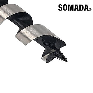 SOMADA 1-Inch x 12-Inch Auger Drill Bit for Wood, Hex Shank 3/8-Inch, Ship Auger Long Drill Bit for Soft and Hard Wood, Plastic, Drywall and Composite Materials