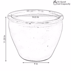 Sunnydaze Large Ceramic Planter - Indoor or Outdoor Plant Pot with Drainage Holes - Seafoam Glaze Finish - 15" - Chalet
