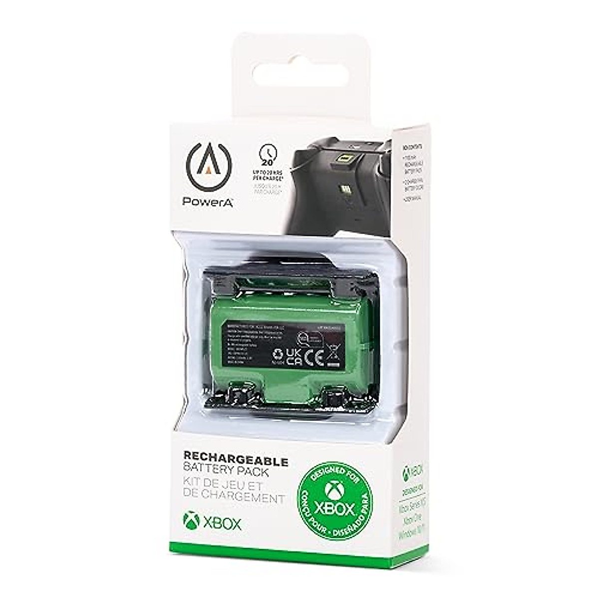 PowerA Rechargeable Battery Pack for Xbox Series X|S and Xbox One Controllers, Xbox Rechargeable Battery Pack, Officially Licensed for Xbox