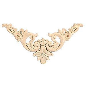 Maxmartt Rub On Decor Transfers,4PCS Wall Stickers Vintage Wood Carving Unpainted for Home Cabinet Door Decor Craft DIY Wood Color(12 x 12cm / 4.72in)