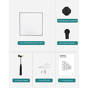 SONGMICS 6 Cube Storage Organizer, DIY Closet Shelf, Plastic Clothes Organizer, Modular Bookcase, 11.8 x 11.8 x 11.8 Inch Cubes, with Feet and Rubber Mallet, White ULPC06W