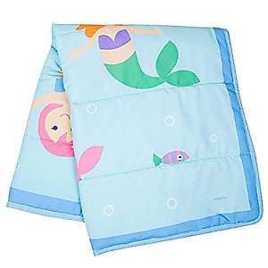 Wildkin 100% Microfiber 3 Pc Crib Bed In A Bag for Toddler Boys and Girls, Bedding Set Includes Printed Comforter, Fitted Bottom Sheet and Coordinating Crib Skirt, Olive Kids (Mermaids)