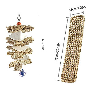 kathson Bird Seagrass Mat Parrot Grass Woven Hammock Parakeet Cuttlebone Chew Toys Trimming Cage Accessories Cockatiel Climbing Rope Ladder for Lovebird Conure Budgie,Cockatoo Supplies