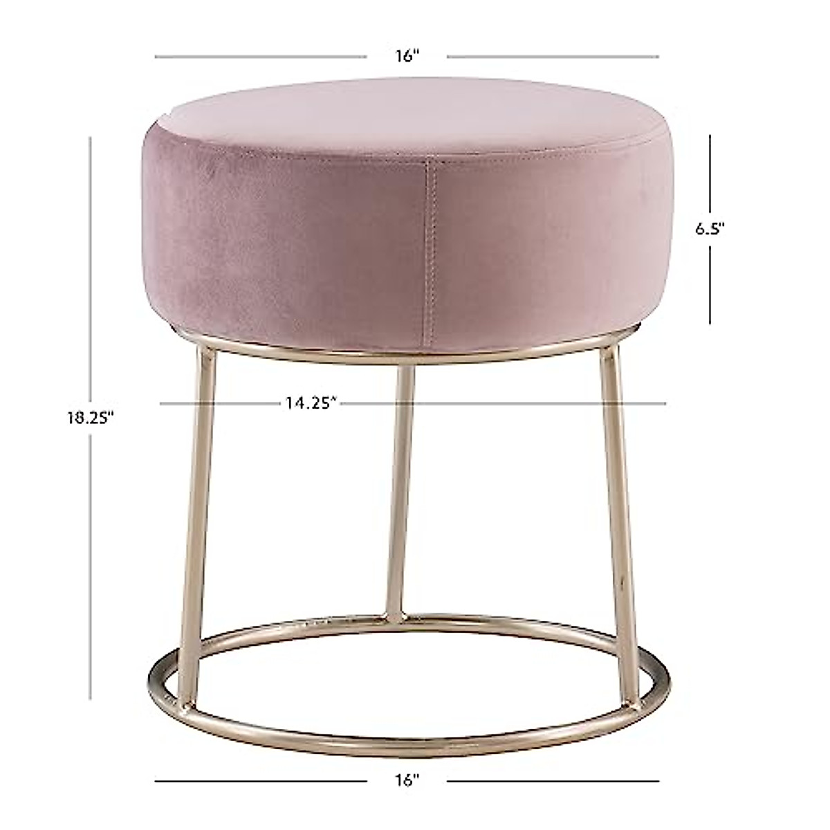 Linon Pink and Gold Vanity and Accent Dalilah Stool