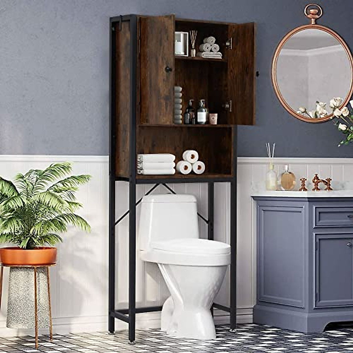 HLXZN Over The Toilet Storage Cabinet - Bathroom Space Saving Storage Organizer Cabinet, Bathroom Organizer Shelf, Toilet Storage Rack