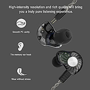 RevoNext in Ear Monitor Headphones Earbuds Wired HiFi Stereo for Musician Singers Drummers Dynamic Hybrid Dual Driver IEM Earphones Super Light Earphones Wired with Detachable Cable