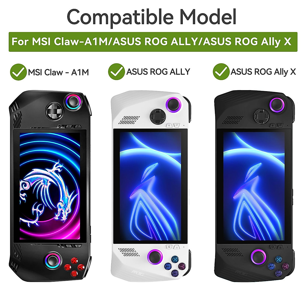 ivoler 3-Pack Tempered Glass Screen Protector for ASUS ROG Ally/ASUS ROG Ally X 7'' 2024/ MSI Claw A1M 2024 Gaming Handheld 7 inch 2023, Transparent HD Clear Screen Protector Bubble Free