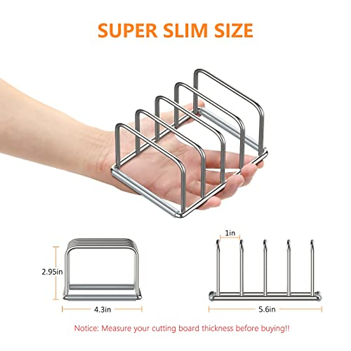 KORRTFID Cutting Board Holder Stand, Cutting Board Storage Rack, Cutting Board Organizer, 304 Stainless Steel Cutting Board Holder, Cookie Sheets Organizer (1.0 Inch Width Slots)