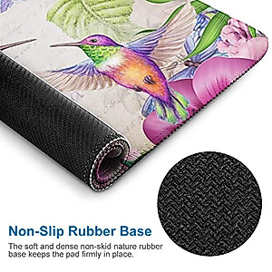 Vintage Bird Floral Anti Slip Rubber Mouse Pad Watercolor Garden Decor Tropical Plant Calla Lily Hummingbird for Wireless Mouse, Computers, Laptop, Office 9.4L x 7.9W Inch
