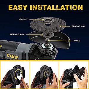 RIDA Cordless Angle Grinder Kit 20V 4 1/2 Inch 10000RPM 6 Speed Options 4.0Ah Battery & Fast Charger, Adjustable Handle Grinder for Cutting and Grinding Stone and Metal with 22Pcs Accessories