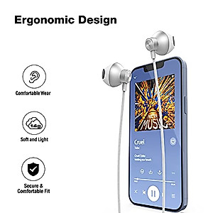Dixvuk Metal Earbuds Wired with Microphone, Noise Isolating in-Ear Headphones, Earphone Fits 3.5mm Interface for iPad,Mp3/Mp4, Apple iPhone, Android Smartphones (Silver)
