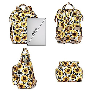 Mimfutu Sunflower Cow Print Laptop Backpack College School Backpack Bookbags Nurse Backpacks Travel Bags Casual Daypacks for Women Girls Fits 15.6 Inch Notebook