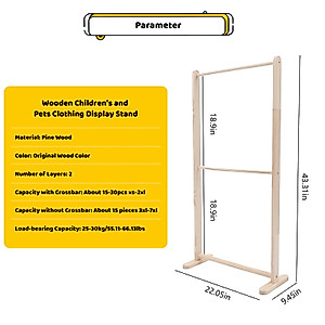 GDNTMU Dog Closet Garment Rack, Small Clothes Rack, Wood Pet Clothing Display Stand, Dog Garment Rack, Children's Clothes Organizer